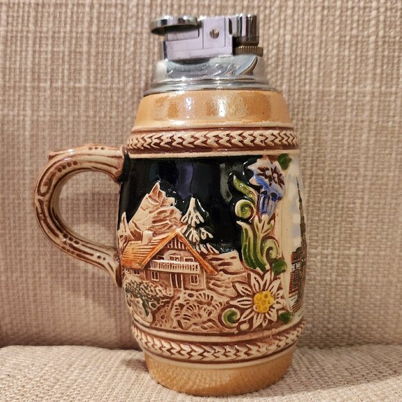 Art | Vintage German Cobalt Beer Stein Butane Table Lighter | Poshmark